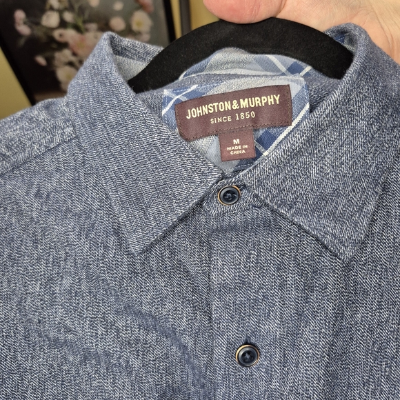 Johnston & Murphy | Shirts | Johnston Murphy Blue Textured Buttonup ...